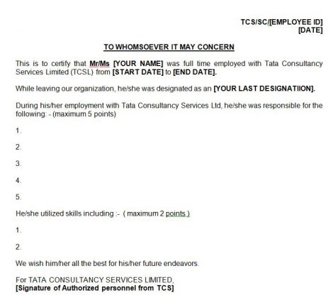 Leaving TCS Onsite - Skill Letter for Green Card - USA