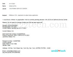 USCIS Application Withdrawal Letter with Receipt Barcode - USA