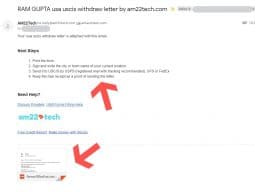 USCIS Application Withdrawal Letter with Receipt Barcode - USA