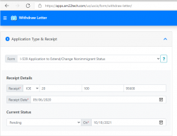 USCIS Application Withdrawal Letter with Receipt Barcode - USA