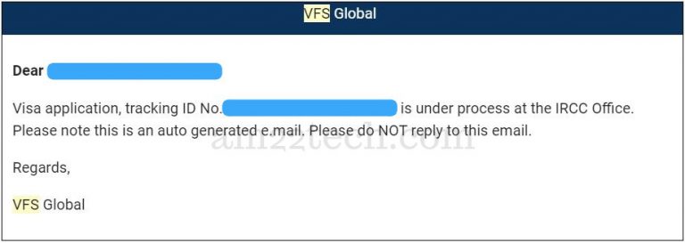 Canada Visa VFS Global Email Update Messages Meaning - Canada