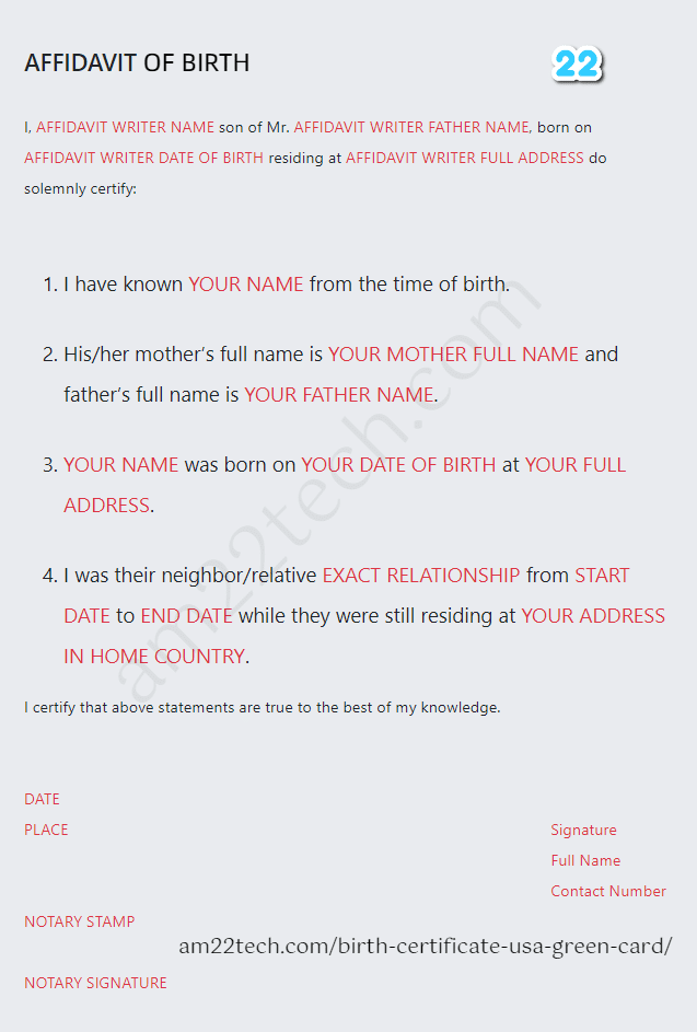 Affidavit Of No Birth Certificate Affidavit Of No Birth Certificate