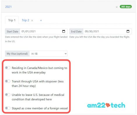 IRS Substantial Presence Test Calculator (All Visa Types) - AM22Tech